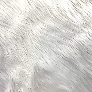 Sasha White 2 Inch Long Pile Soft Luxury Faux Fur Fabric Fursuit, Cosplay Costume, Photo Prop, Trim, Throw Pillow, Crafts