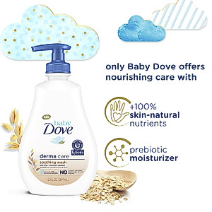Dove Soothing Baby Body Wash To Soothe Delicate Baby Skin Derma Care No Artificial Perfume or Color, Paraben Free, Phthalate Free, 13 Ounce (Pack of 2)