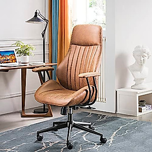 ovios Home Office Desk Chairs Computer Office Chair Modern Ergonomic Desk Chair High Back Suede Fabric Desk Chair for Executive or Home Office (Brown)
