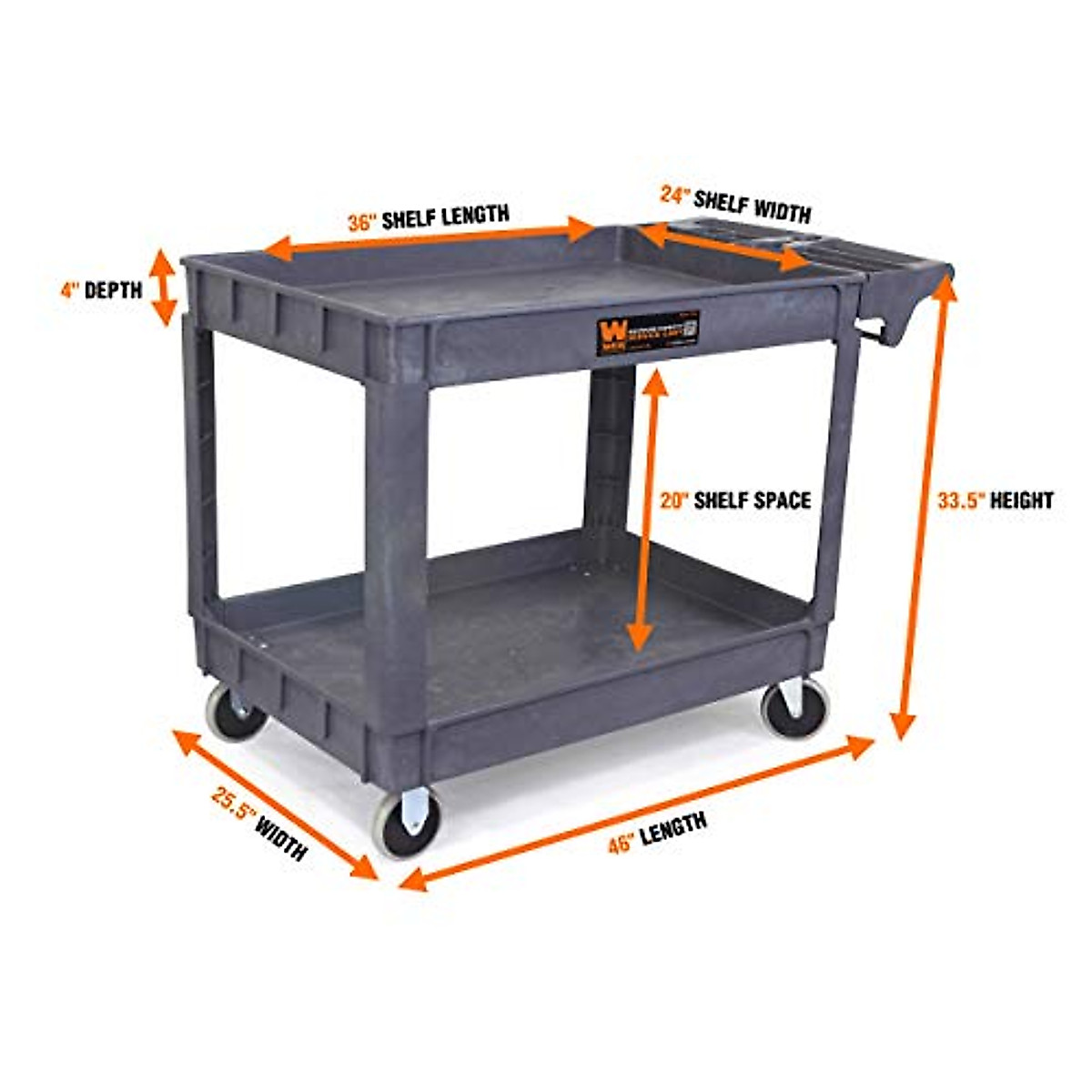 WEN 500-Pound Capacity 46 By 25.5-Inch Extra Wide Service Utility Cart