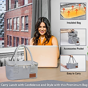 FORABEST Electric Lunch Box Food Heater Upgraded 60W Leakproof 2-in-1 Portable Food Warmer Lunch Box for Car & Home with Power on Button, Removable Container, Large Fork, Spoon