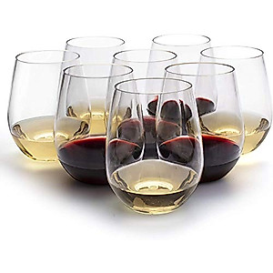 Unbreakable Wine Glasses - 100% Tritan - Shatterproof, Reusable, Dishwasher Safe (Set of 8 Stemless) by D'Eco