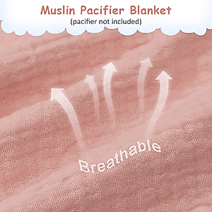 3 Pieces Organic Cotton Muslin Baby Blanket with Snap Closure Pacifier Blanket Loveys for Babies Mini Baby Lovey with Holder Security Blanket (Pacifier Not Included)