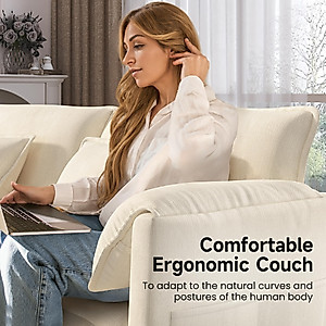 Winlice 112'' Sectional Sofa, L-Shaped Modular Couch with Double Layer Cushions and Movable Ottoman for Apartments, Living Room and Commercial Space, Beige