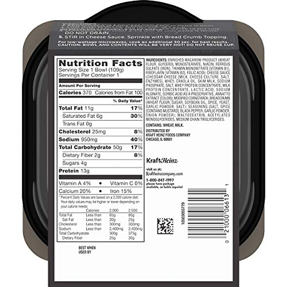 Cracker Barrel Single Bowl Sharp White Cheddar Macaroni and Cheese Dinner (3.8 oz Bowls, Pack of 6)