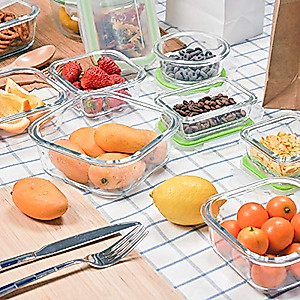 S SALIENT Glass Food Storage Containers with Lids, [24 Piece] Airtight Glass Storage Containers, Leak Proof Glass Meal Prep Containers, BPA Free Glass Bento Boxes for Lunch (12 lids & 12 Containers)