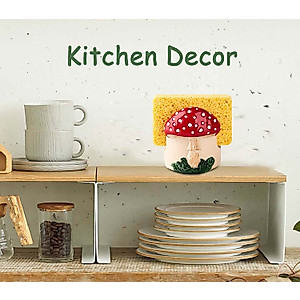 dgudgu Mushroom Kitchen Sponge Holder Resin Sponge Dish Red Sponge Holder for Kitchen Sink Caddy Decor for Kitchen Kitchen Sink Accessories Sponge Holder