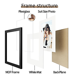 Picrit 12x16 Picture Frame Set of 12, Display 8.5x11 with Mat or 12x16 Without Mat, Photo Frames for Wall Mounting Display, Black.