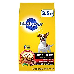 PEDIGREE Small Dog Complete Nutrition Small Breed Adult Dry Dog Food Grilled Steak and Vegetable Flavor Dog Kibble, 3.5 lb. Bag