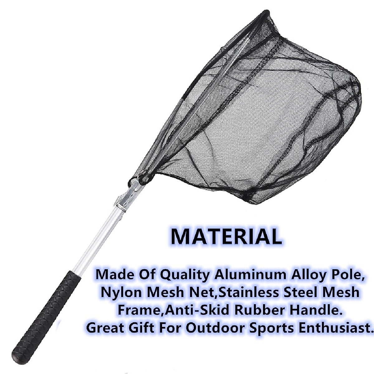 ZZWIF Foldable Fishing Landing Net Light Weight Portable Fishing Dip Net Extending Small Net for Fly Fishing Trout Bass Catch and Strong Aluminum Alloy Handle Durable Nylon Mesh