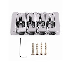 Bogart 4 String Bass Bridge A Style Top Load and String Through Body Tailpiece with Zinc Saddles for Electric Jazz Bass P Bass Chrome High Mass.