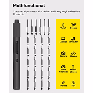 HOTO Electric Precision Screwdriver Set, 48 in 1 Electronics Tool Kit, Magnetic Bits & Box, LED Light & 2 Torque Settings, Mini Screwdriver Set for Eyeglasses, Watches, Phones, Laptops, Cameras Repair