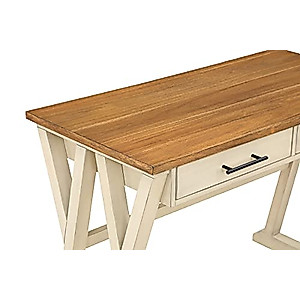 OSP Home Furnishings Jericho Rustic 42 Inch Writing Desk with 2 Drawers and Burnished Decorative Hardware, Antique White