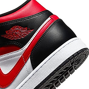 Nike Men's Air Jordan 1 Mid Sneaker, White/Black-red, 10
