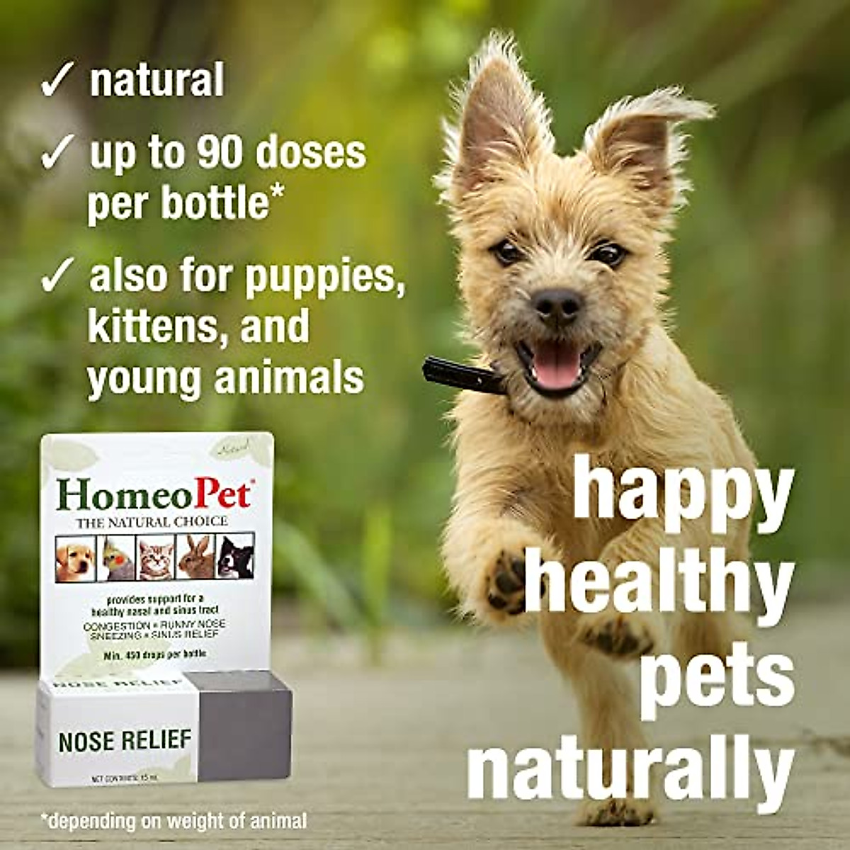 HomeoPet Nose Relief, Natural Sinus Relief for Pets, 15 Milliliters