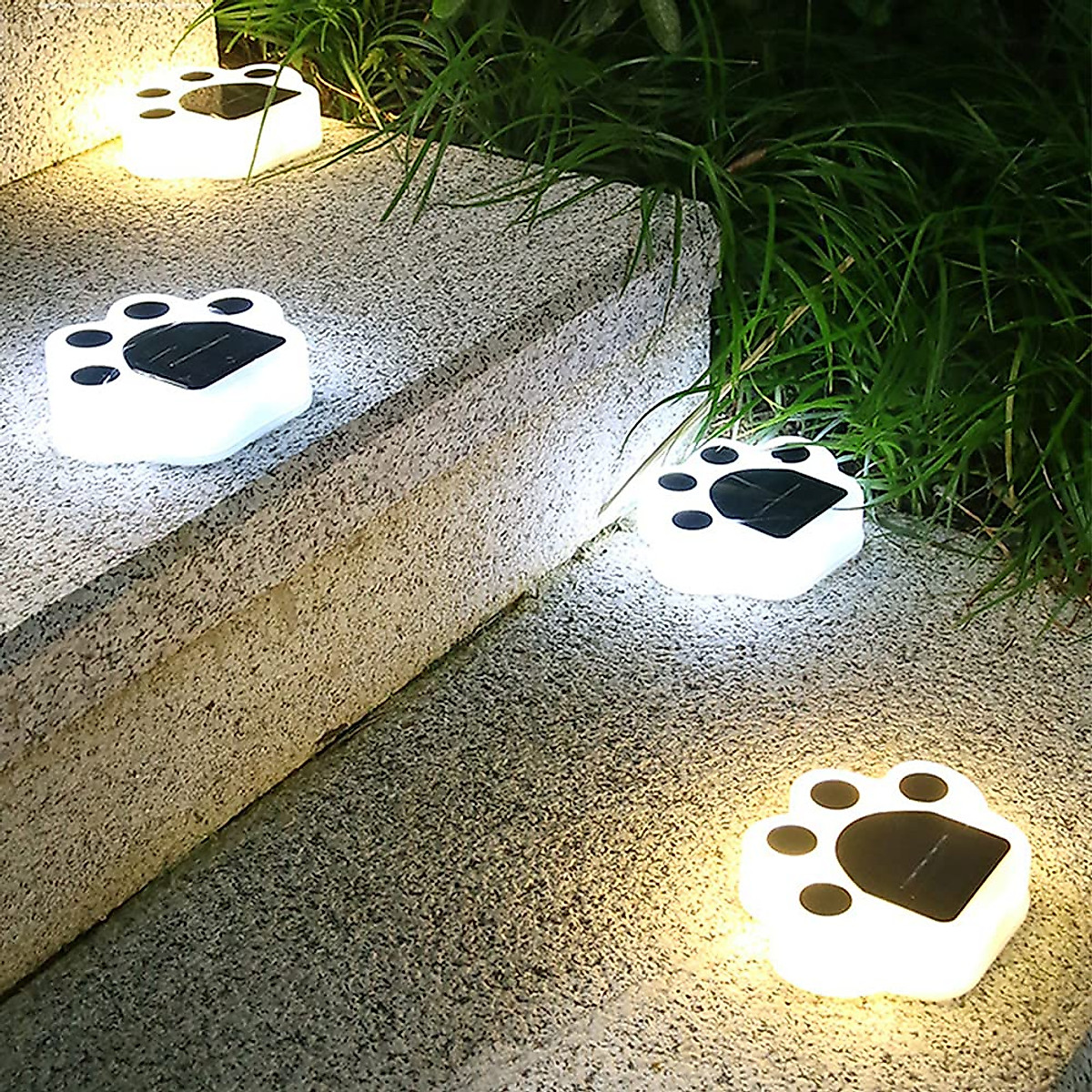 ZHUANYIYI 4 Pieces, Outdoor Solar Lights, Creative Bear Paws Inserted Lawn Landscape Lights, Home Garden Pavement Decorative Street Lights, Courtyard Waterproof Wall Lights
