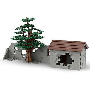 DECI WW2 Military Scene Series, Military Battlefield Ruins Enclosure Walls Model Building Blocks Set, Creative Ornament, Mini Military Architecture Display (633PCS)