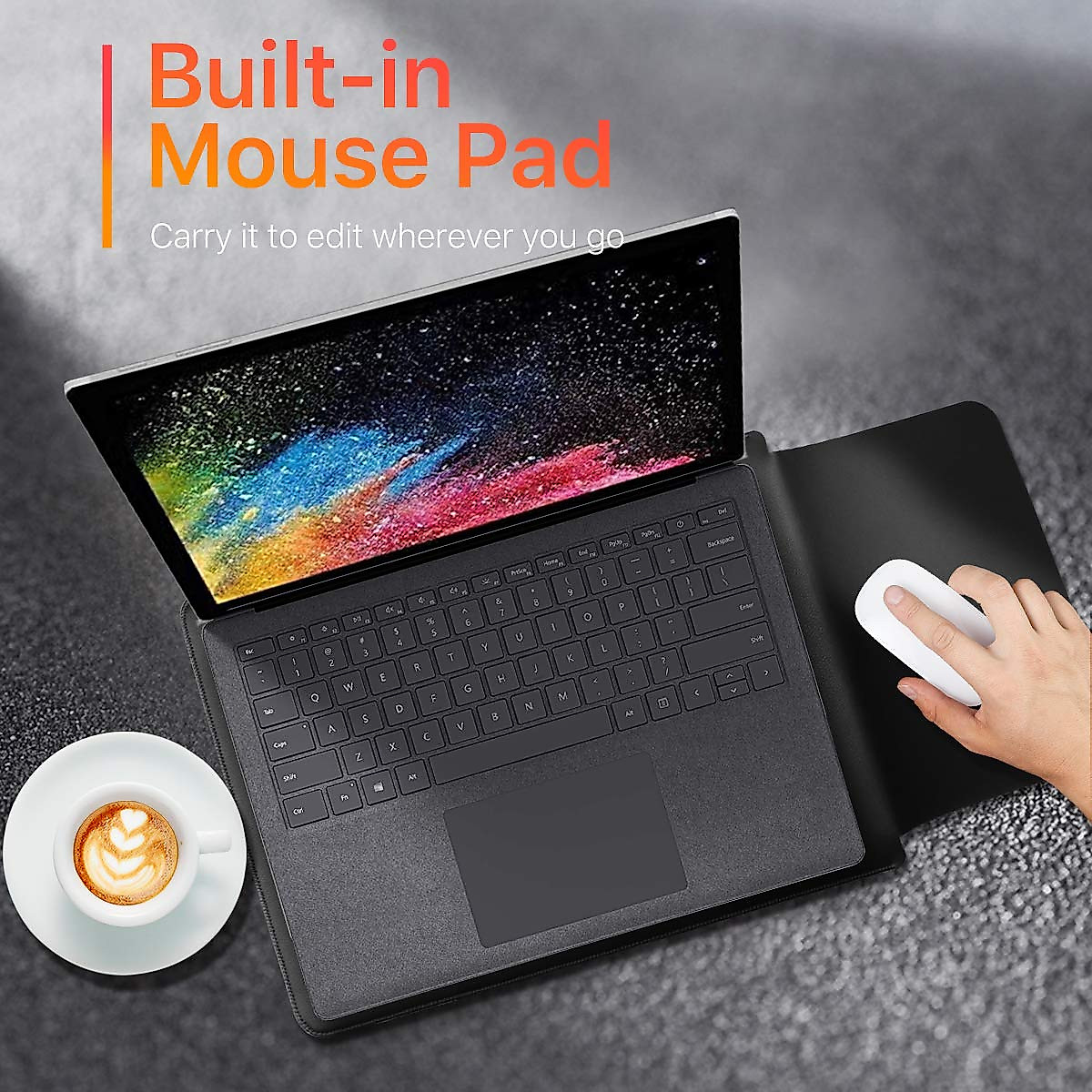WALNEW 13.5" Sleeve for 13.5 Inch Microsoft Surface Laptop 5/4/3/2/1(2022/2021/2019/2018/2017 Released) Protective Soft Sleeve Case Cover Bag with Safe Interior and Exterior Mouse Pad, Black