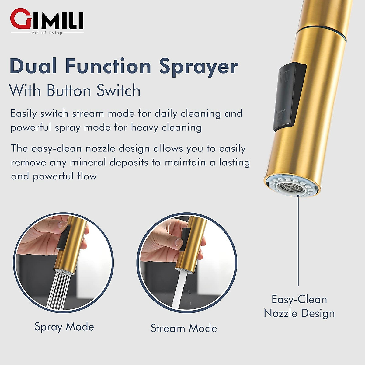 GIMILI Gold Touchless Kitchen Faucet with Pull Down Sprayer, High Arc Single Handle Motion Sensor Smart Activated Hands-Free Kitchen Sink Faucet