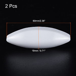 MECCANIXITY Magnetic Stirrer Mixer Stir Bar Rod 60mm(2.36") x18mm Olive Shape Coating Magnet White for Laboratory 2Pcs