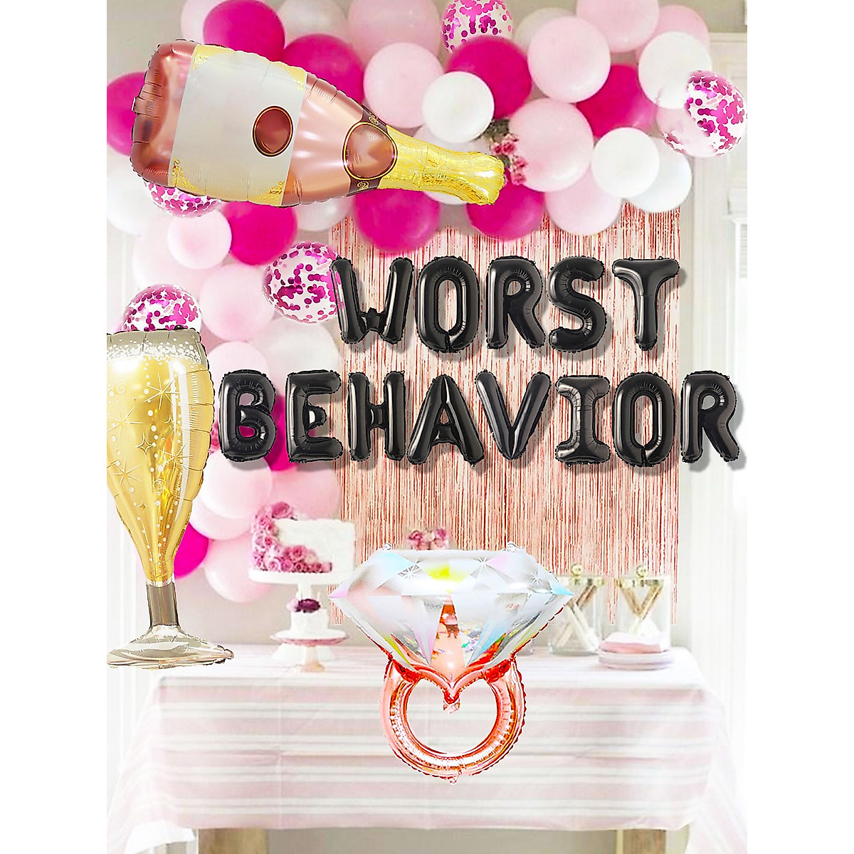 60 PCS Worst Behavior Balloons Boujee Drake Party Banner Bridal Shower Hen Party Engagement Bachelorette Party Supplies Decorations