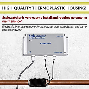 Scalewatcher 5 Waterproof Electronic Descaler | USA Made & Patented Hard Water Softener/Conditioner Alternative | 700mA Salt-Free Electric Limescale Remover for Swimming Pool, Irrigation & More