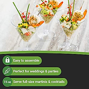 Restaurantware 7.5 Ounce Plastic Martini Glasses 100 Round Disposable Martini Glasses - Shipped Unassembled Premium Clear Plastic Plastic Cocktail Glasses For Weddings Or Events
