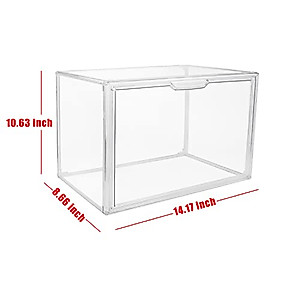 Clear Stackable Plastic Storage Bins with Magnetic Attraction Lid, Dustproof Book & Cosmetic Display Cases, Large Figures Collectibles Showcase, Shoe Box, Protection Organizer for Purse, Handbag, Hat