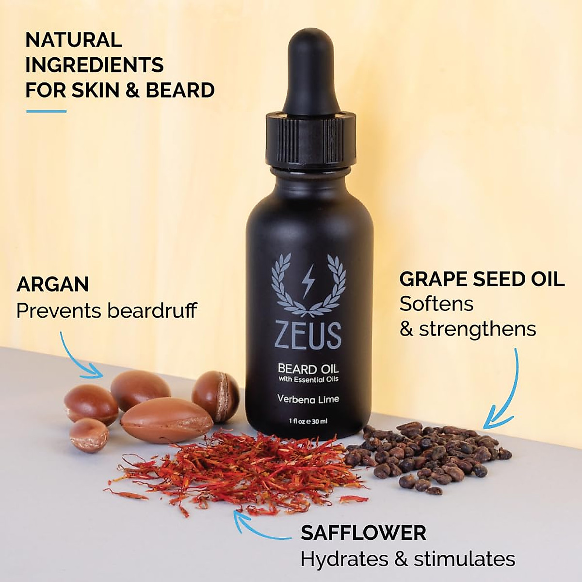 ZEUS Natural Beard Oil, Premium Conditioning Beard Oil to Soften Beard & Mustache – MADE IN USA (Vanilla Rum) 1 oz.