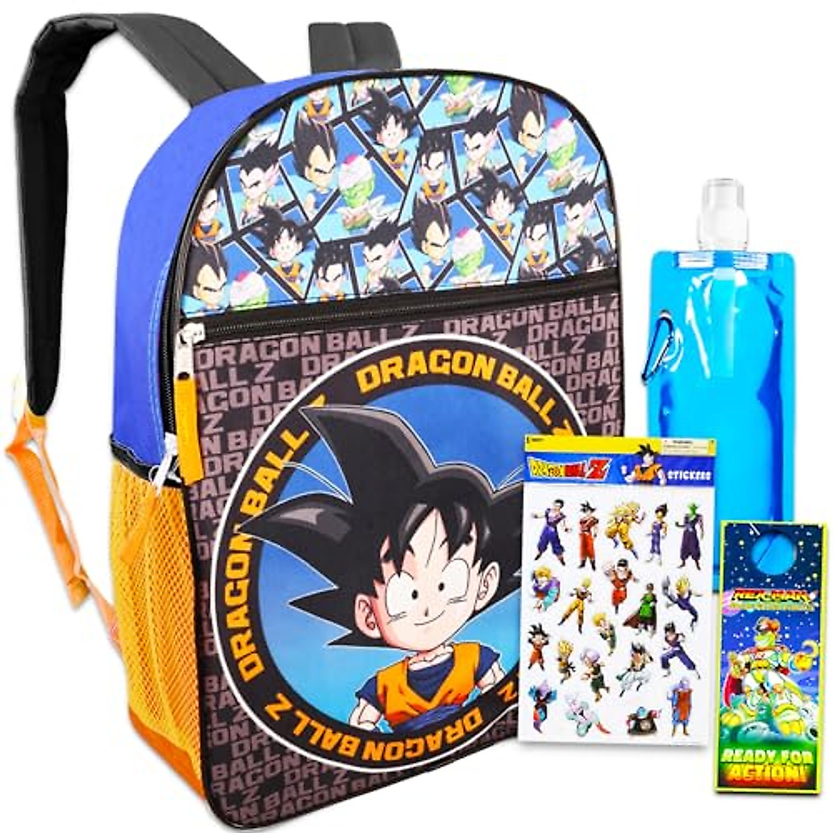 Action Comics Dragon Ball Z Backpack for Boys - Bundle with Dragon Ball Backpack for Kids, Stickers, Water Bottle, More | Dragon Ball Backpack Set