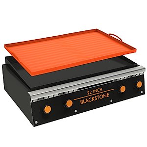 22 Inch Silicone Griddle Cover for Blackstone, Protective Cover with Handle for Outdoor Grilling，Waterproof and Heat Resistant, Easy to Clean and Store-Orange