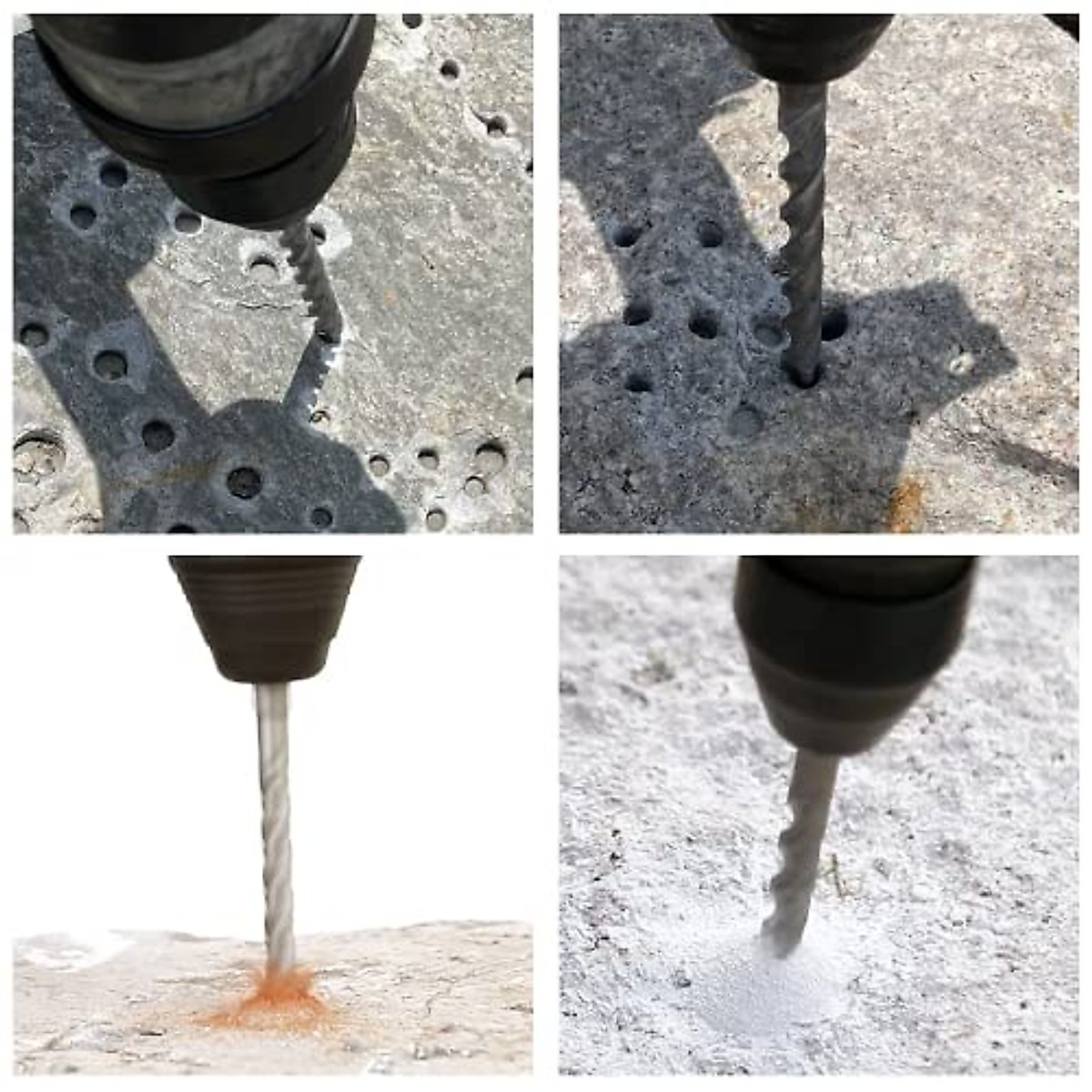 DEHUIWI 17Pcs SDS Plus Rotary Hammer Drill Bits and Chisel Set, Carbide-Tipped Shank Connection Concrete Masonry Hole Tool Including Rotary Drill Bits