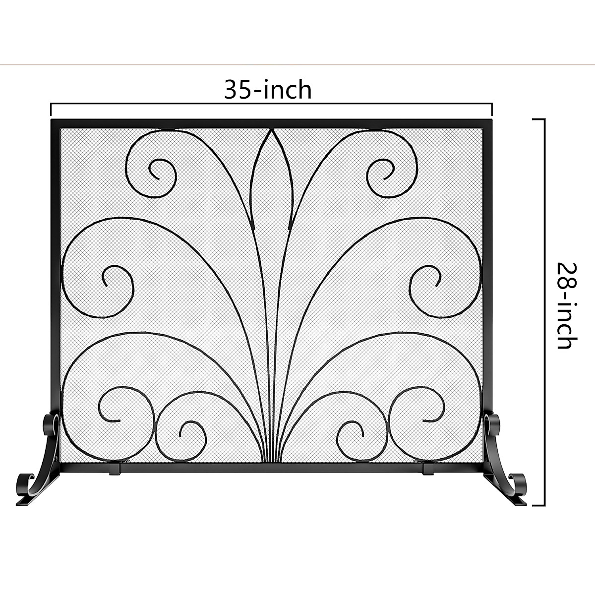 Fire Beauty Fireplace Screen,Handcrafted Wrought Iron Decorative Mesh,Flat Guard Metal Furnace Fireguards Mesh,Fireguards Safe Spark Protector for Living Room,Wood Burning Stove Accessories (Black)