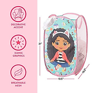 Idea Nuova Gabby's Dollhouse Pop Up Hamper with Durable Carry Handles, 21'' H x 13.5'' W X 13.5'' L