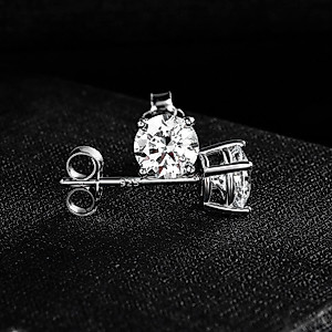 Moissanite Stud Earrings Set, S925 Sterling Silver Round Moissanite Diamond Stud Earrings Pack of 3 for Women Men 3-5mm
