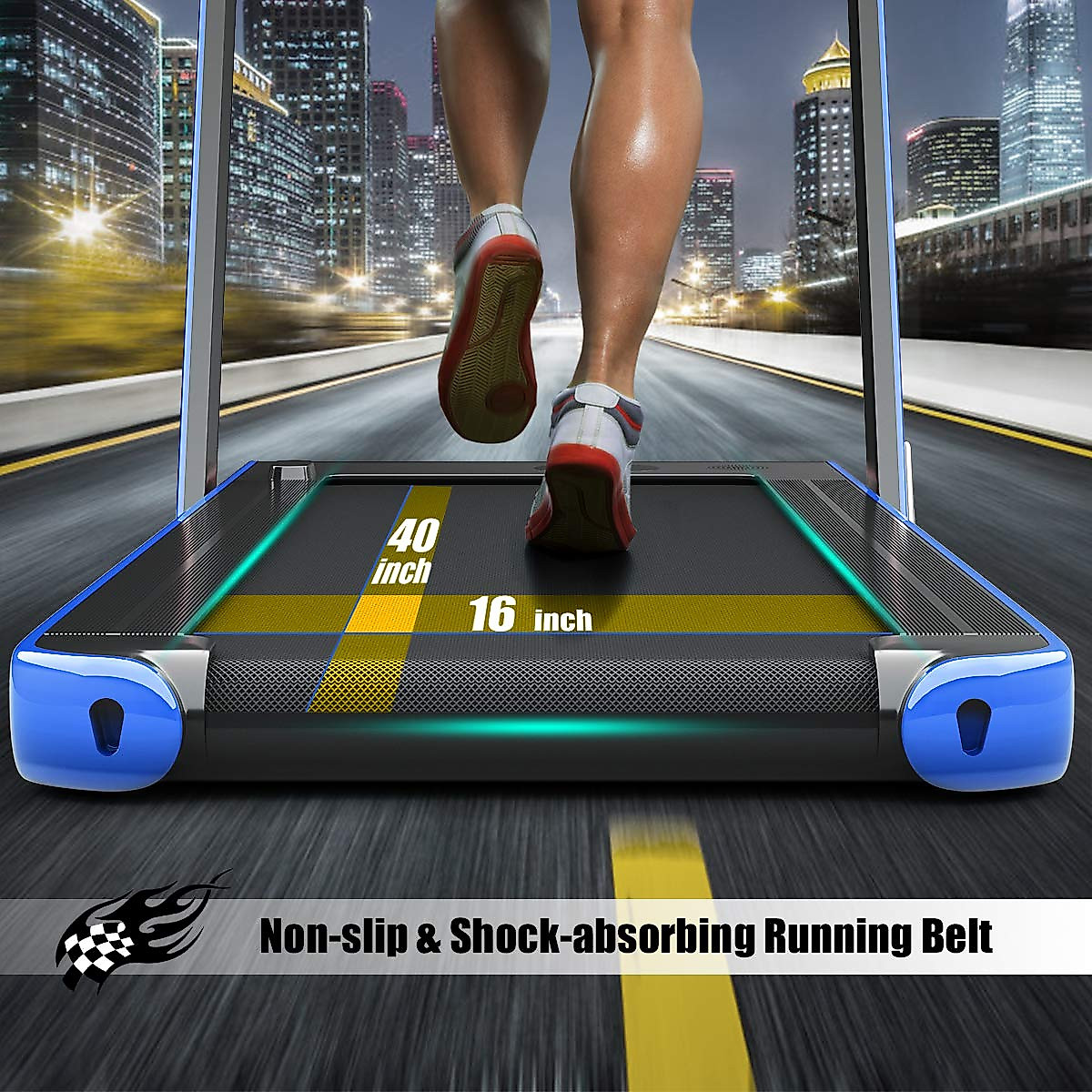 Goplus 2 in 1 Folding Treadmill with Dual Display, 2.25HP Superfit Under Desk Electric Pad Treadmill, Installation-Free, Blue Tooth Speaker, APP Control, Remote Control, Walking Jogging for Home