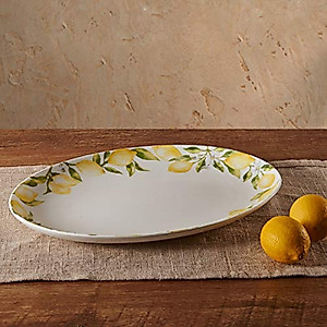 Mikasa Lemons Oval Serving Platter, 14-Inch, Multicolor