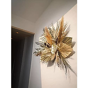 4PCS Pale Yellow Natural Dried Palm Leaves, 16"x8" Dried Palm，WAMPAR Hand-cut Heart-shaped Dried Palm Spear Bohe Decoration, Suitable for Bohe Wedding, House Party Decoration, DIY Flower Decoration