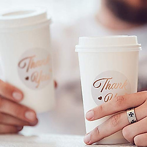 lollipro Thank You Stickers for Business 4 Design Round Roll 1.5 Inch, Gilding Bronze Gold Stickers Water Resistant Packaging Labels, 500 Pcs in Box-Packed