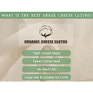 Olicity Cheese Cloths, Grade 90, 45 Sq Feet, Reusable Cheese Cloth with Closed Edges Unbleached Cotton Cheesecloth for Straining, Fine Mesh Fabric Muslin Cloth for Cooking, Baking, Milk,Crafts-5 Yards