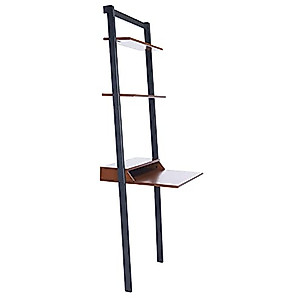 Safavieh Home Collection Pamella Honey Brown and Charcoal 2-Shelf Leaning Desk DSK9400A, 0