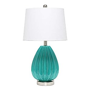 Elegant Designs LT3320-TEL Teal Creased Table Lamp with Fabric Shade