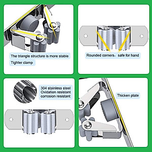 Mokife Mop Broom Holder Wall Mounted Heavy Duty, 4 Pack Stainless Steel Self Adhesive Tools Storage Organizers for Utility Room, Kitchen, Bathroom, Garage, Laundry, Garden and Office