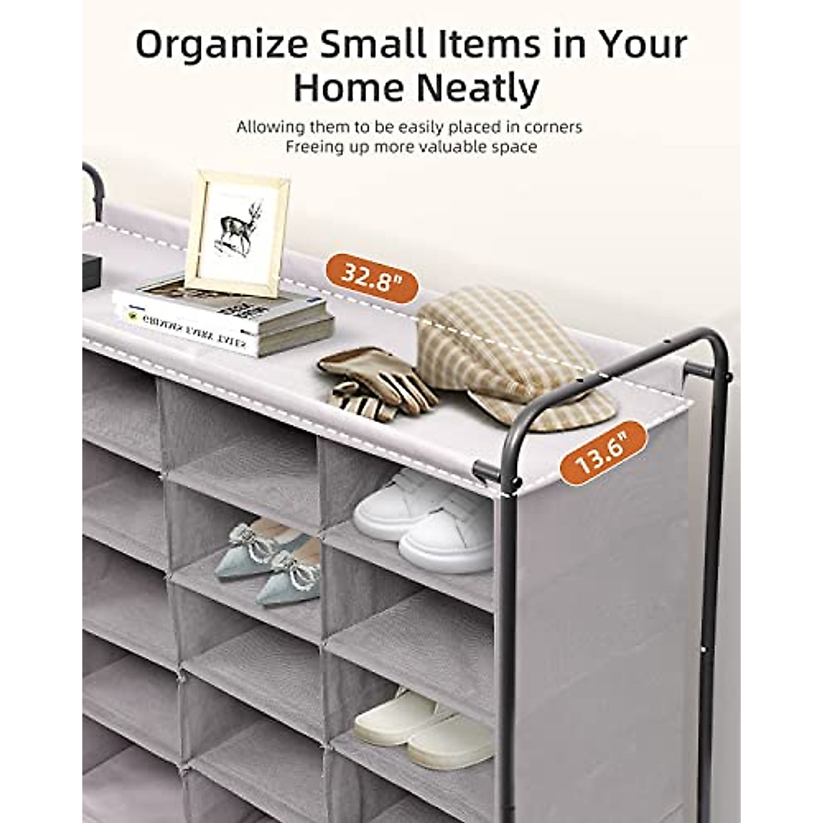 MULISOFT 20-Grid Shoe Rack Organizer Large Capacity, Shoe Cubby for Better Shoe Care, Space-saving Cubby Shoe Rack, Shoe Organizer Cubby Easy to Move for Entryway, Closet, Dormitories, Garage, Grey
