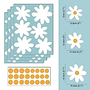 A Room with Flower Vinyl Daisy Wall Decals, Peel and Stick Floral Stickers for Nursery, Kids Bedroom Livingroom Home Wall Art Decor-White