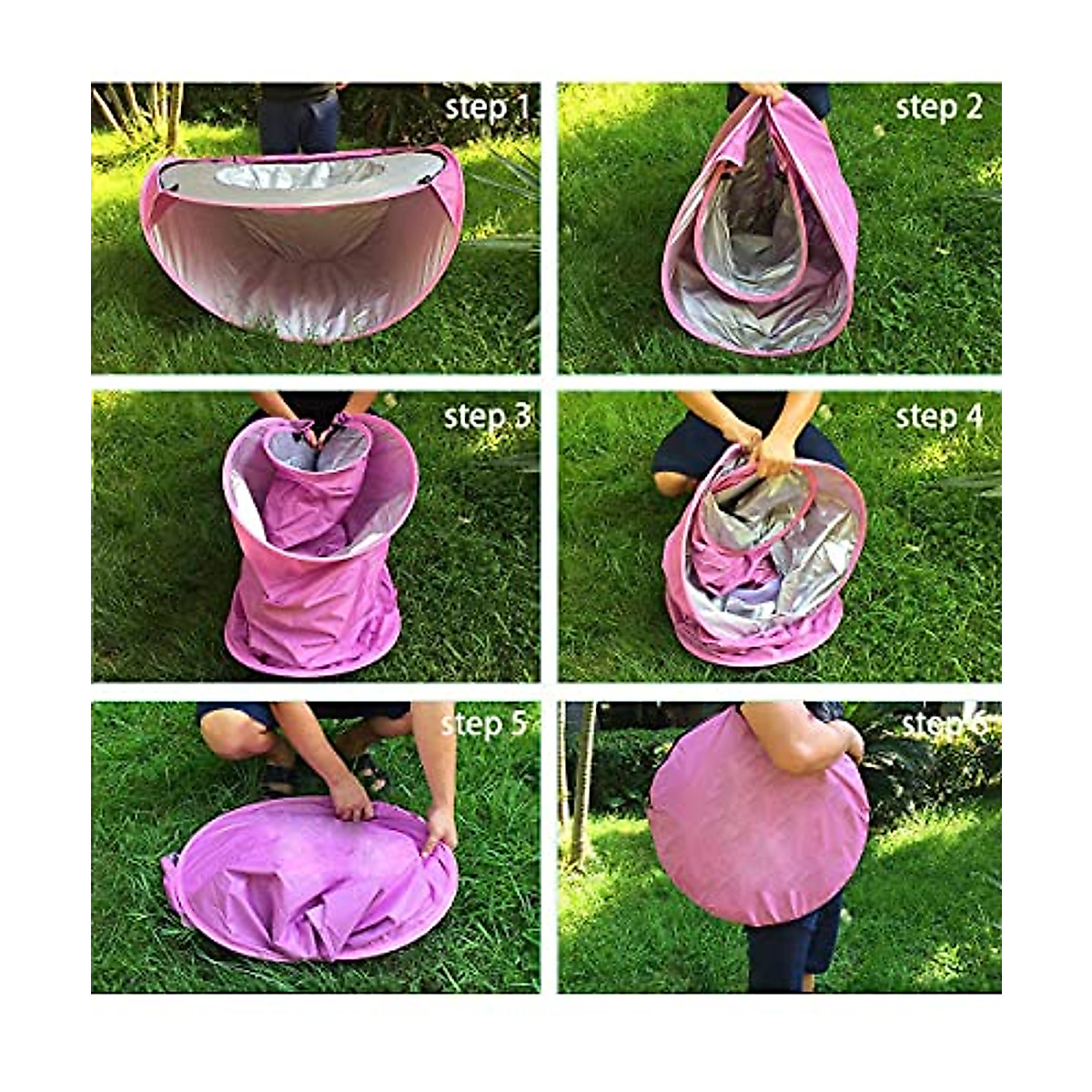 Bycc Bynn Baby Beach Tent, Pop Up Portable Beach Canopy, UV Protection Sun Shelter with Pool for Infant (Stripe-Pink)