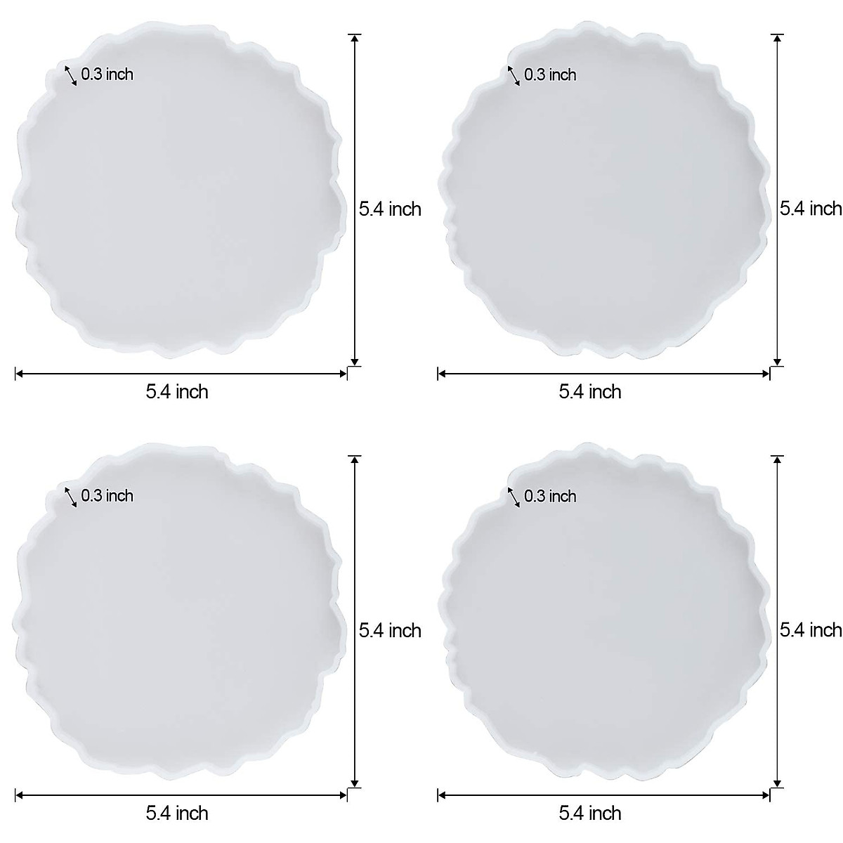 LET'S RESIN Geode Resin Coaster Molds, 4 Pcs Druzy Silicone Agate Coaster Molds