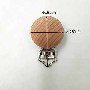 10pcs Natural Beech Wood Pacifier Clips Teething Grasping Toy Suspender Clips Charm Antique DIY Wood Teether Toys (3.0cm 10pcs)
