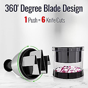 Fullstar Onion Chopper Hand Chopper for Vegetables - Stainless Steel Nut Chopper Manual Hand Food Chopper Handheld Food Chopper Vegetable Chopper Manual Onion Hand Chopper Onion Press Chopper- Silver