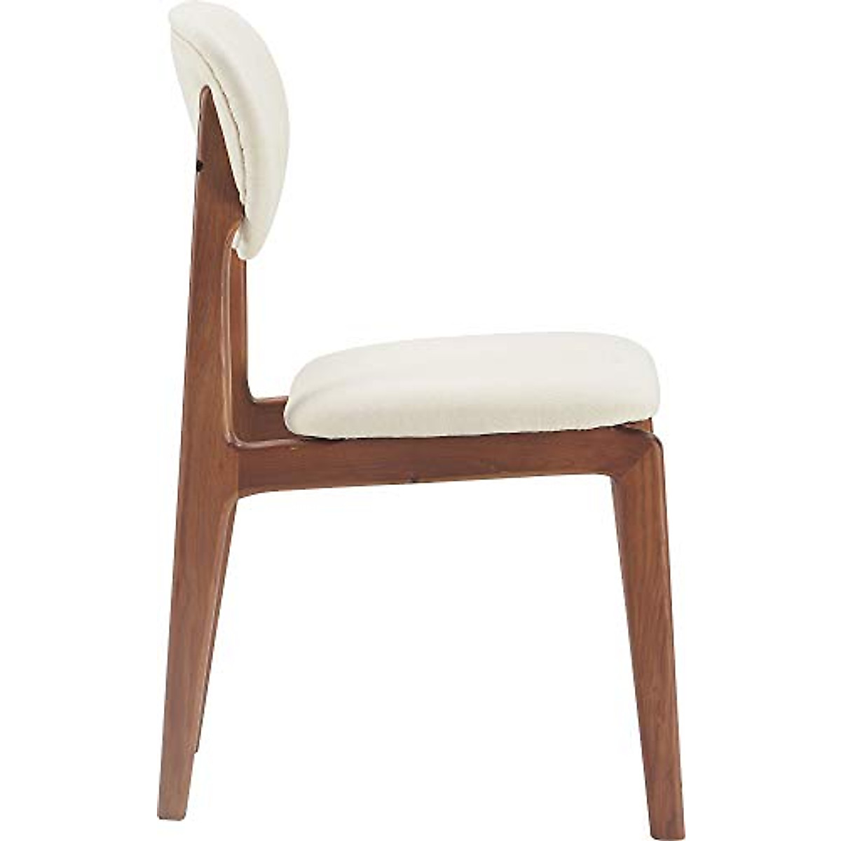 Elle Decor Coralie Mid-Century Modern Upholstered Dining Chair, Walnut-Stained Wood and Tapered Legs, Buttercream